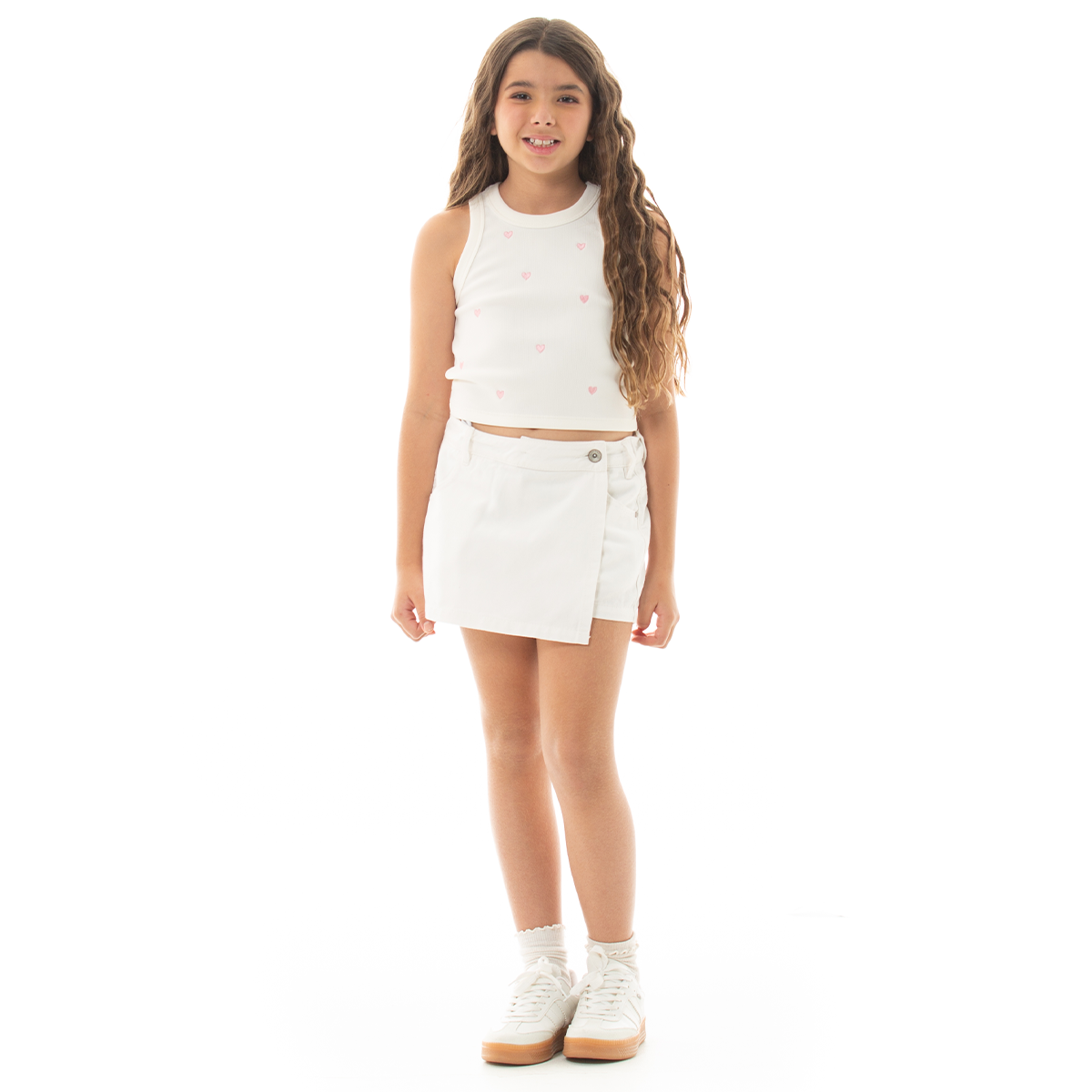 Girls’ White Skort – Denim Look – Nauty Blue Intl